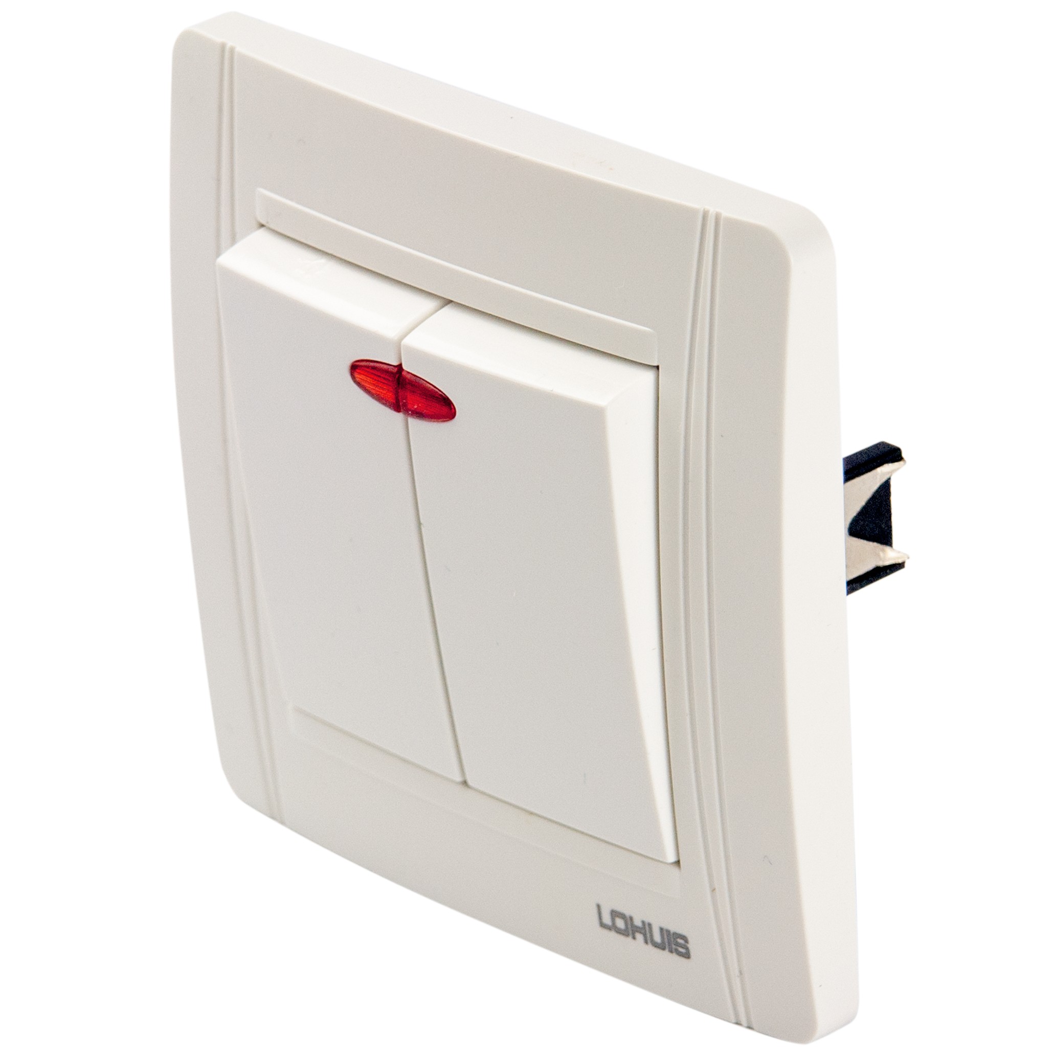 Intrerupator dublu cu LED LOHUIS seria N, ingropat/ST, alb - Lohuis