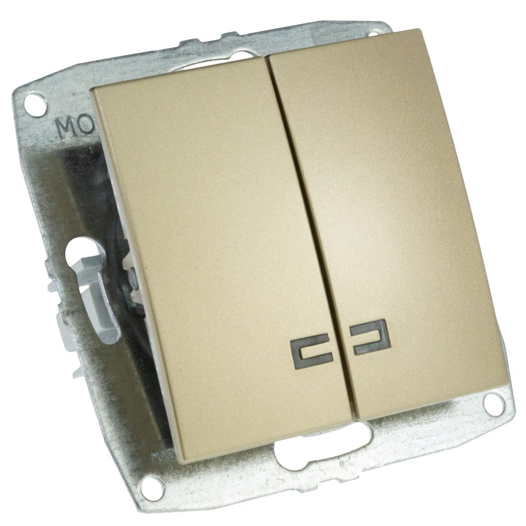 Mecanism Intrerupator dublu cu LED, ingropat/ST, TITANIUM - Lohuis